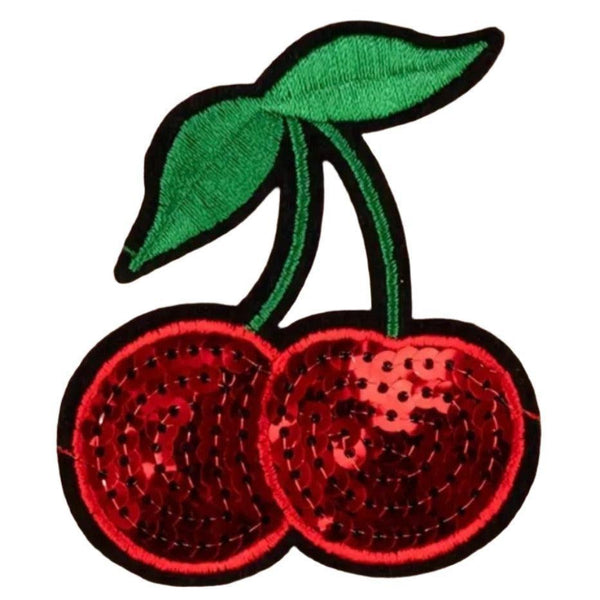 Cherries- Embroidered Sequin Iron On Patch – Jean Pool