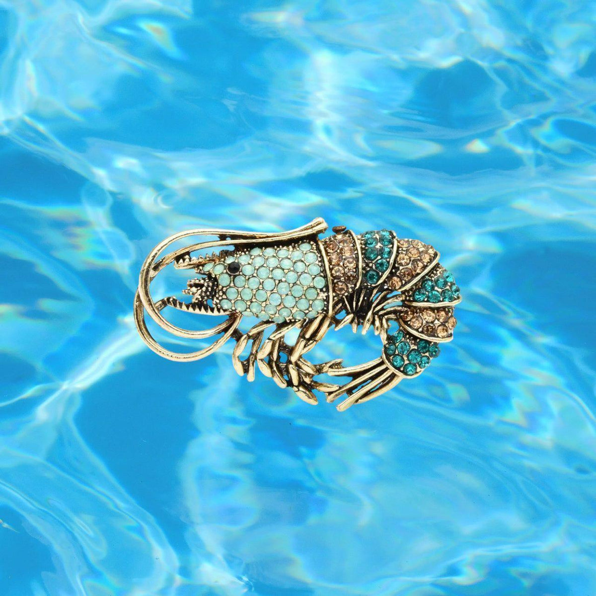 Crystal Aqua Prawn Brooch – Jean Pool